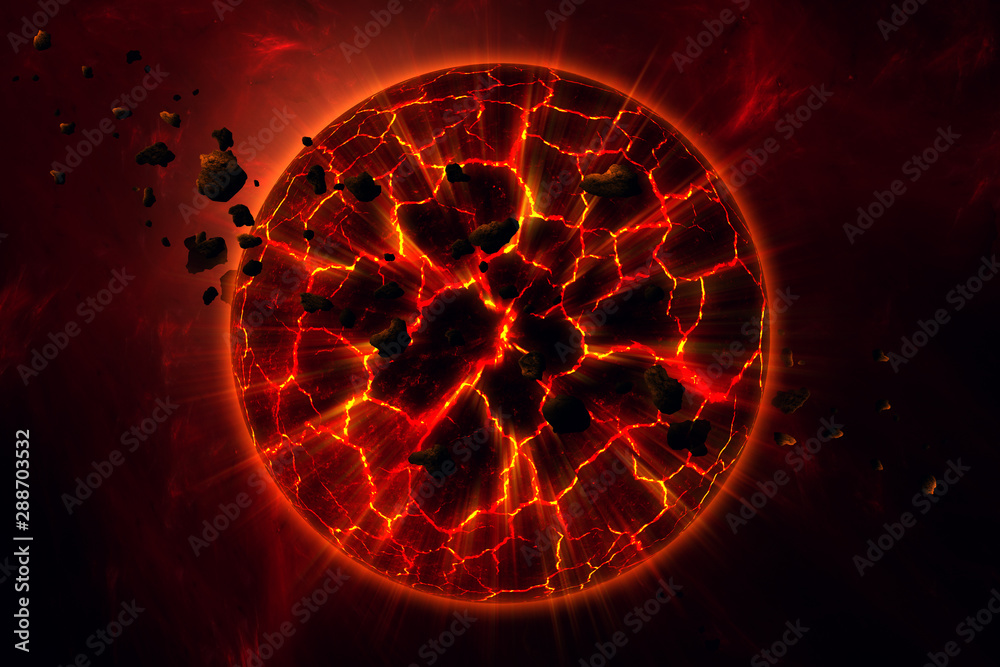 planet exploding in space, science fiction 3d illustration Stock ...