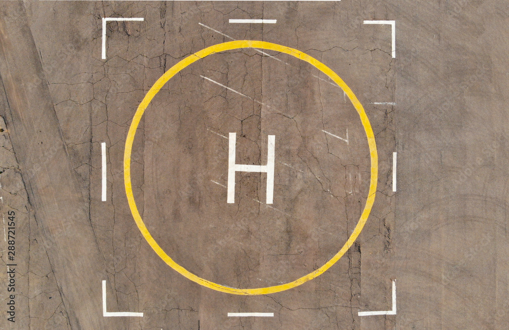 Drone photographed the helipad from the air. Helicopter helipad. Stock ...