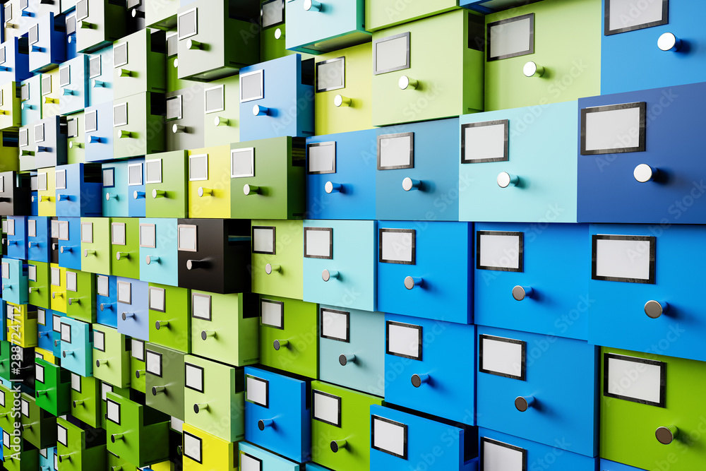 Data collection in colorful containers - 3D Rendering Stock Photo ...