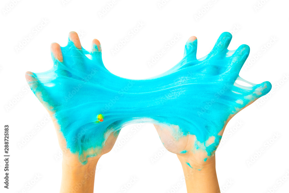 Child hands with sticky slime isolated on white background Stock Photo ...