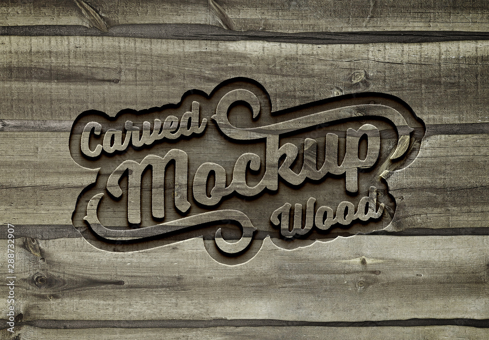 Carved Wood Effect Mockup Stock Template | Adobe Stock