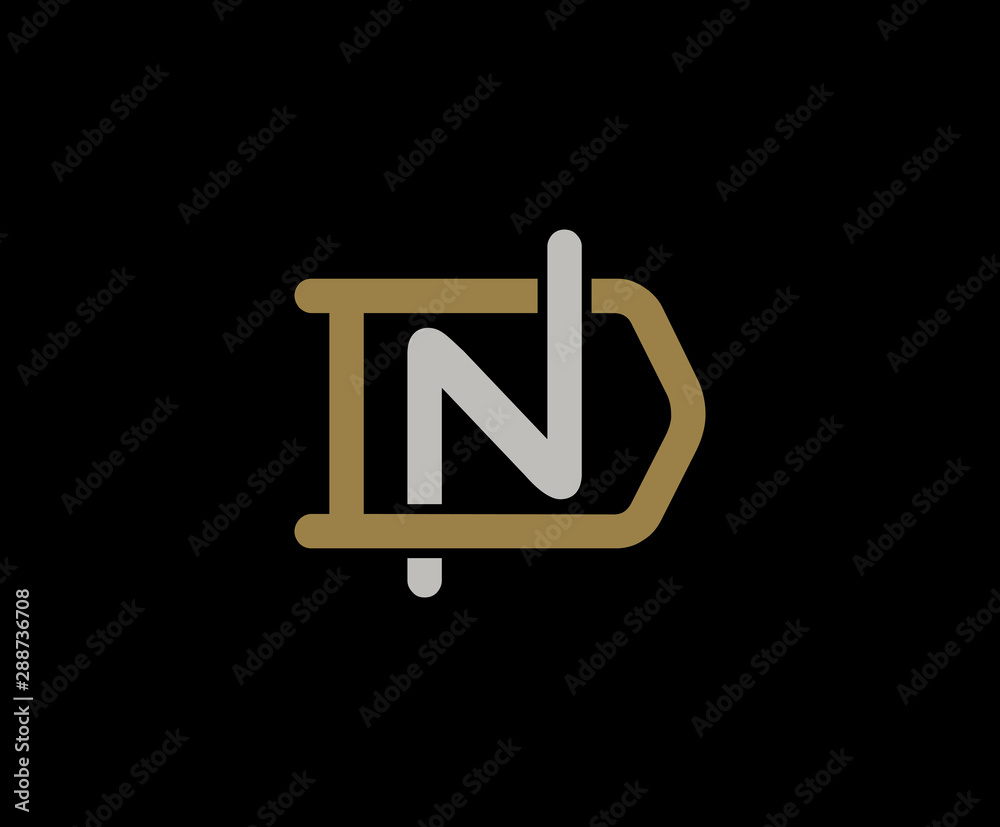 Initial letter D and N, ND, DN, overlapping interlock logo, monogram ...