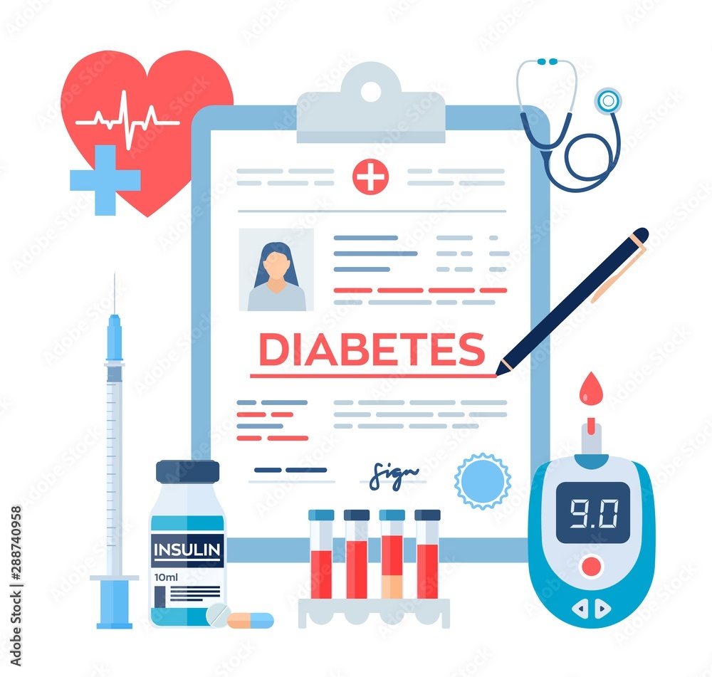 Medical diagnosis - Diabetes. Diabetes mellitus type 2 and insulin ...