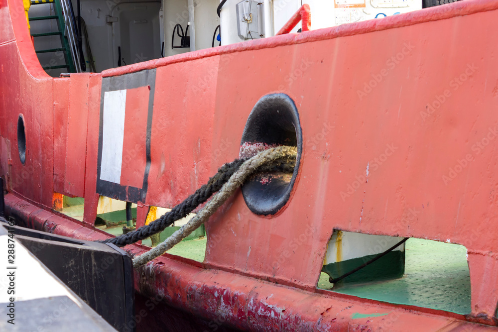 Ship mooring device for ships. Berth for mooring vessels. Stock Photo ...