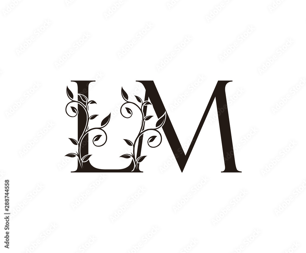 Initial letter L and M, LM, vintage Logo Icon, classy black letter ...