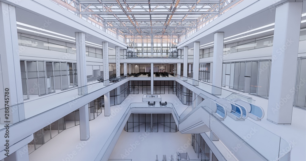 Concept visualization empty public space of a large shopping mall Stock ...