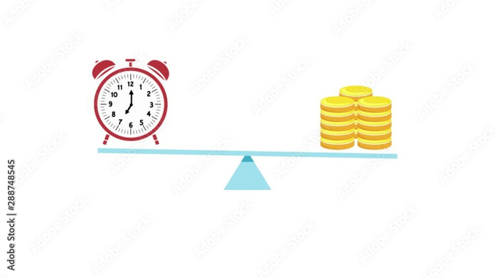 Time versus money - lifestyle balance animation (on transparent ...