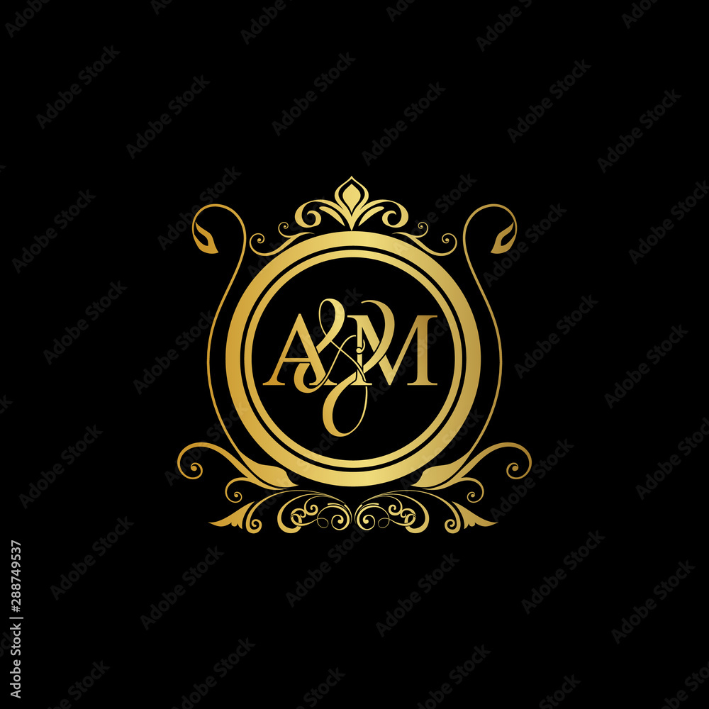 A & M AM logo initial Luxury ornament emblem. Initial luxury art vector ...