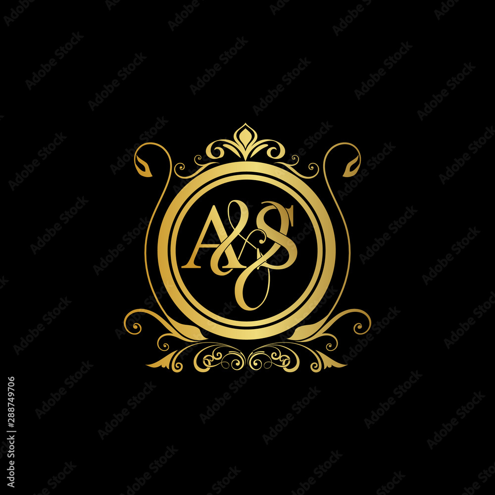 A & S AS logo initial Luxury ornament emblem. Initial luxury art vector ...