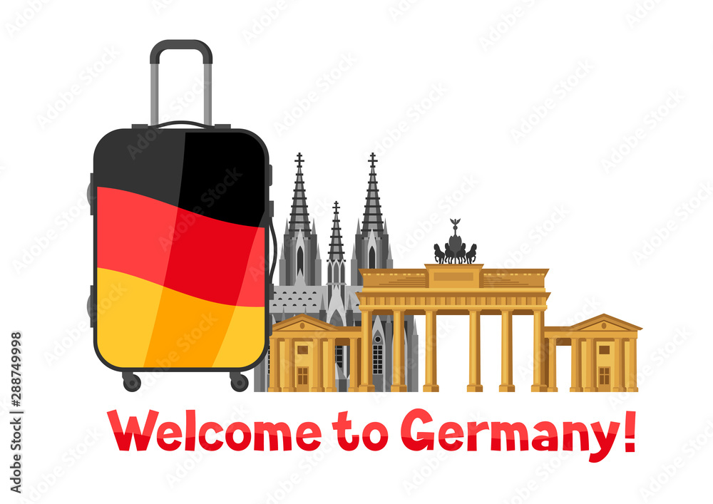 German background design with suitcase. Stock Vector | Adobe Stock