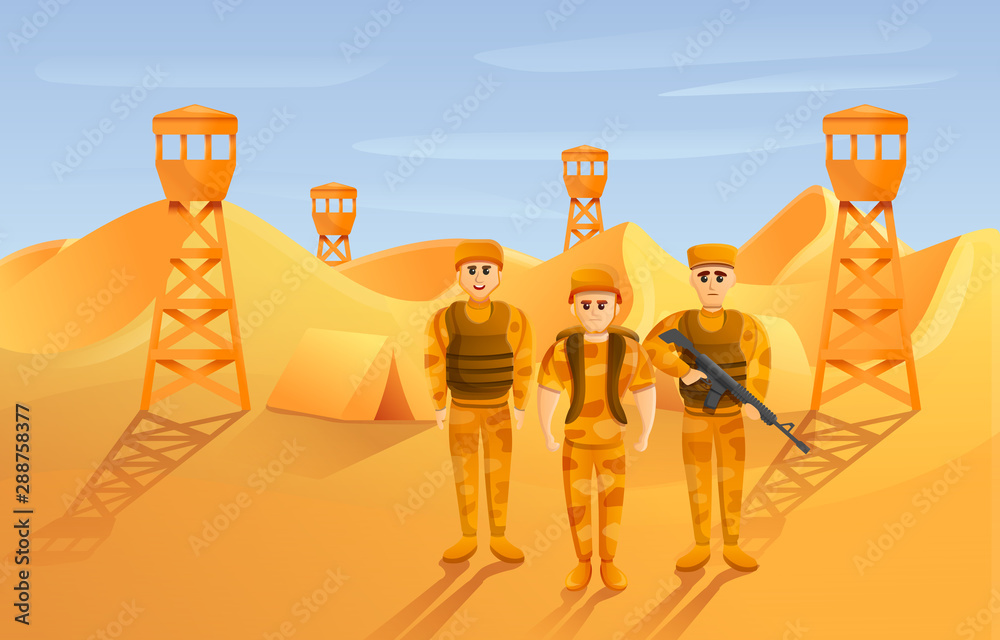 Desert soldier concept banner. Cartoon illustration of desert soldier ...