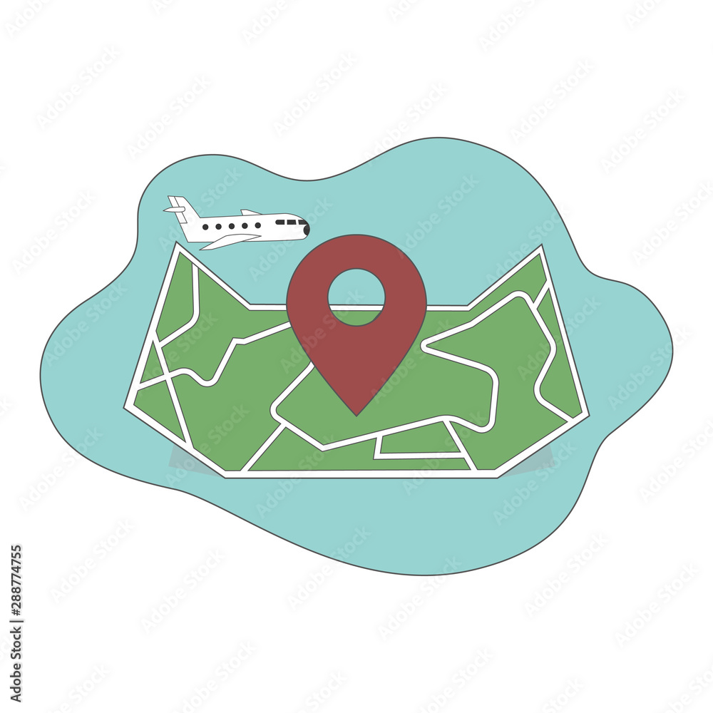 Air travel icon. Travel logo. Pin logo. Location on map logo concept ...