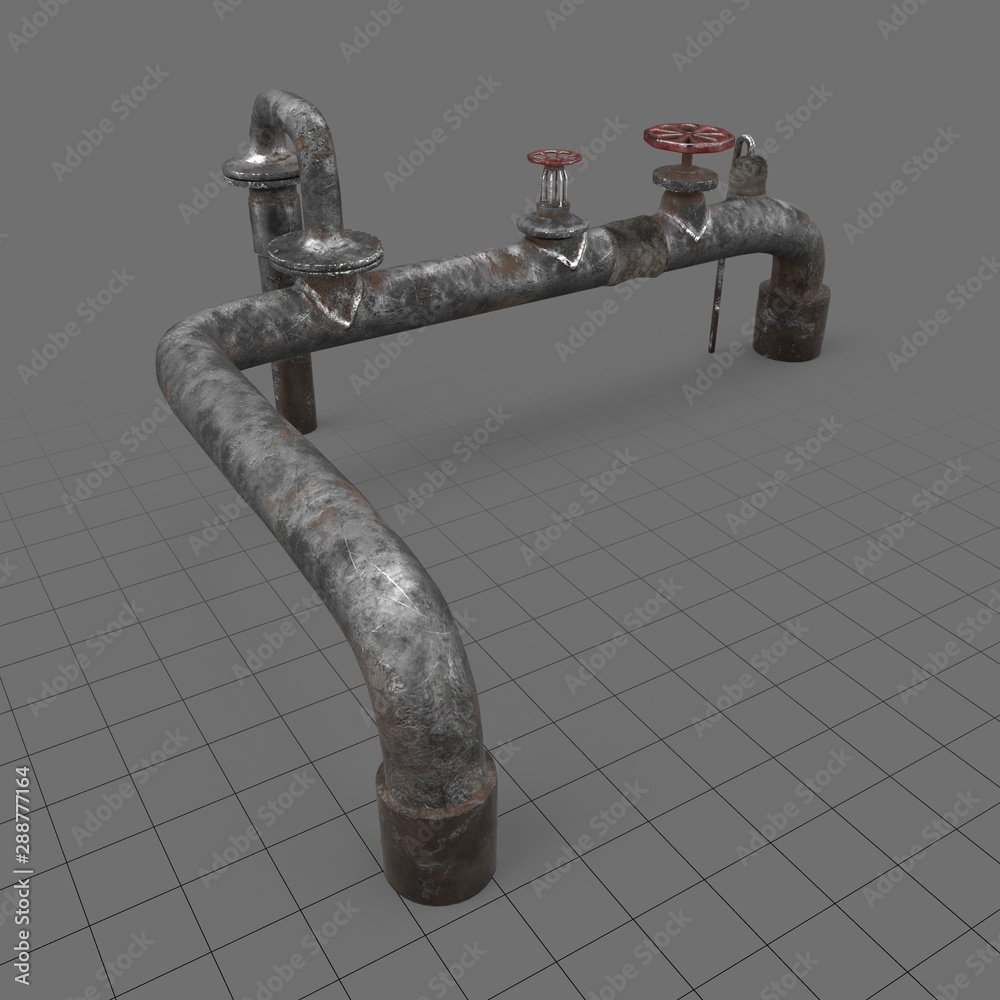 Rustic pipe with valves Stock 3D asset | Adobe Stock