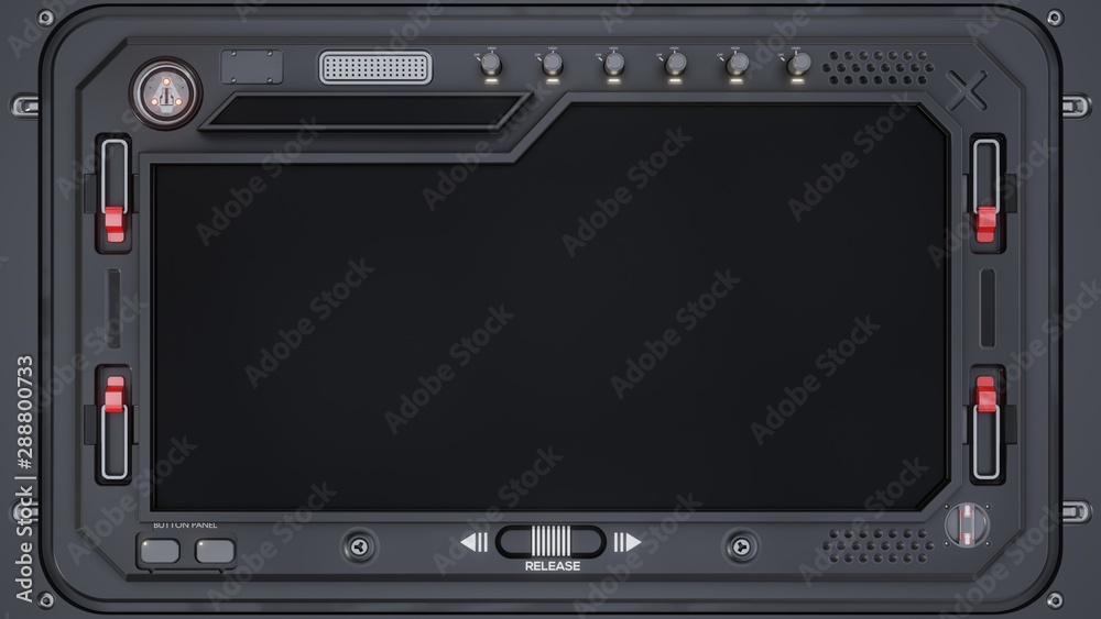 Futuristic Steel Screen Tablet Device in era sci fi. Stock Illustration ...