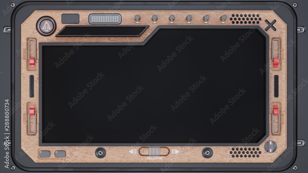 Futuristic Steel Screen Tablet Device in era sci fi. Stock Illustration ...