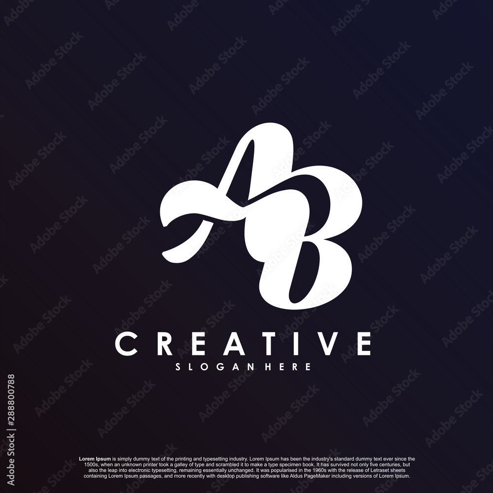 Letter AB A B logo initial overlapping interlock logo. Luxury vector ...