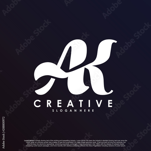 Letter AK A K logo initial overlapping interlock logo. Luxury vector ...