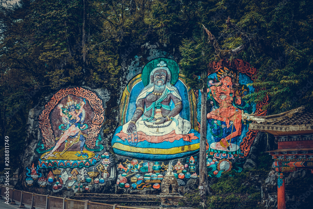 Tibetan murals in the stone wall carvings of Dongga Temple, Hailuogou ...
