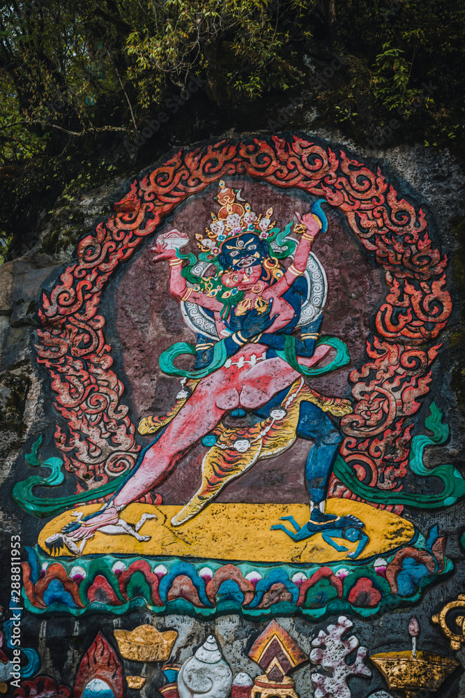 Tibetan murals in the stone wall carvings of Dongga Temple, Hailuogou ...