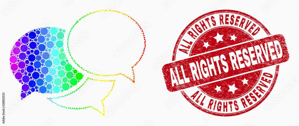 Dotted bright spectral webinar messages mosaic icon and All Rights ...