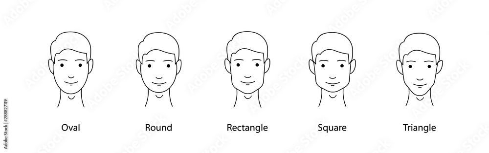 Set of vector face shapes. Oval, triangle, round, square, rectangle ...