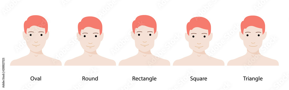Set of vector face shapes. Oval, triangle, round, square, rectangle ...