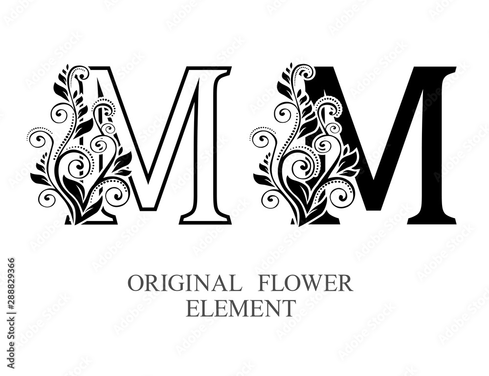 Vetor de Elegant initial letters M in two color variations with ...