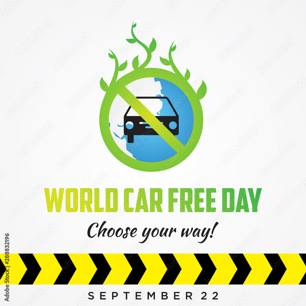 Car free day poster design for element design in flat style background ...