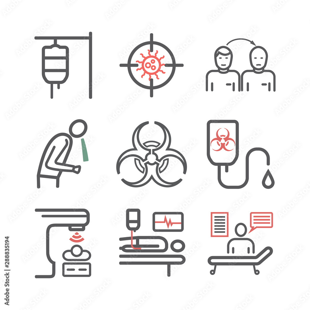 Chemotherapy banner, line icons set. Vector signs for web graphics ...
