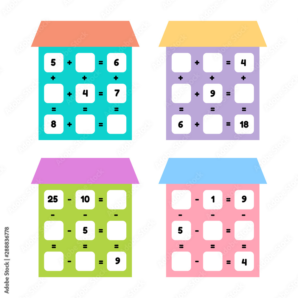 Vector illustration. Math game for preschool and school age children ...