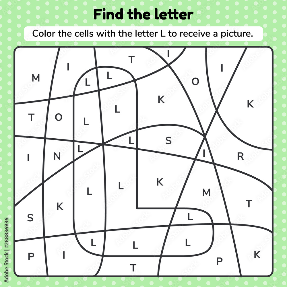 Vector illustration. Coloring book letter for kids. Worksheet for ...