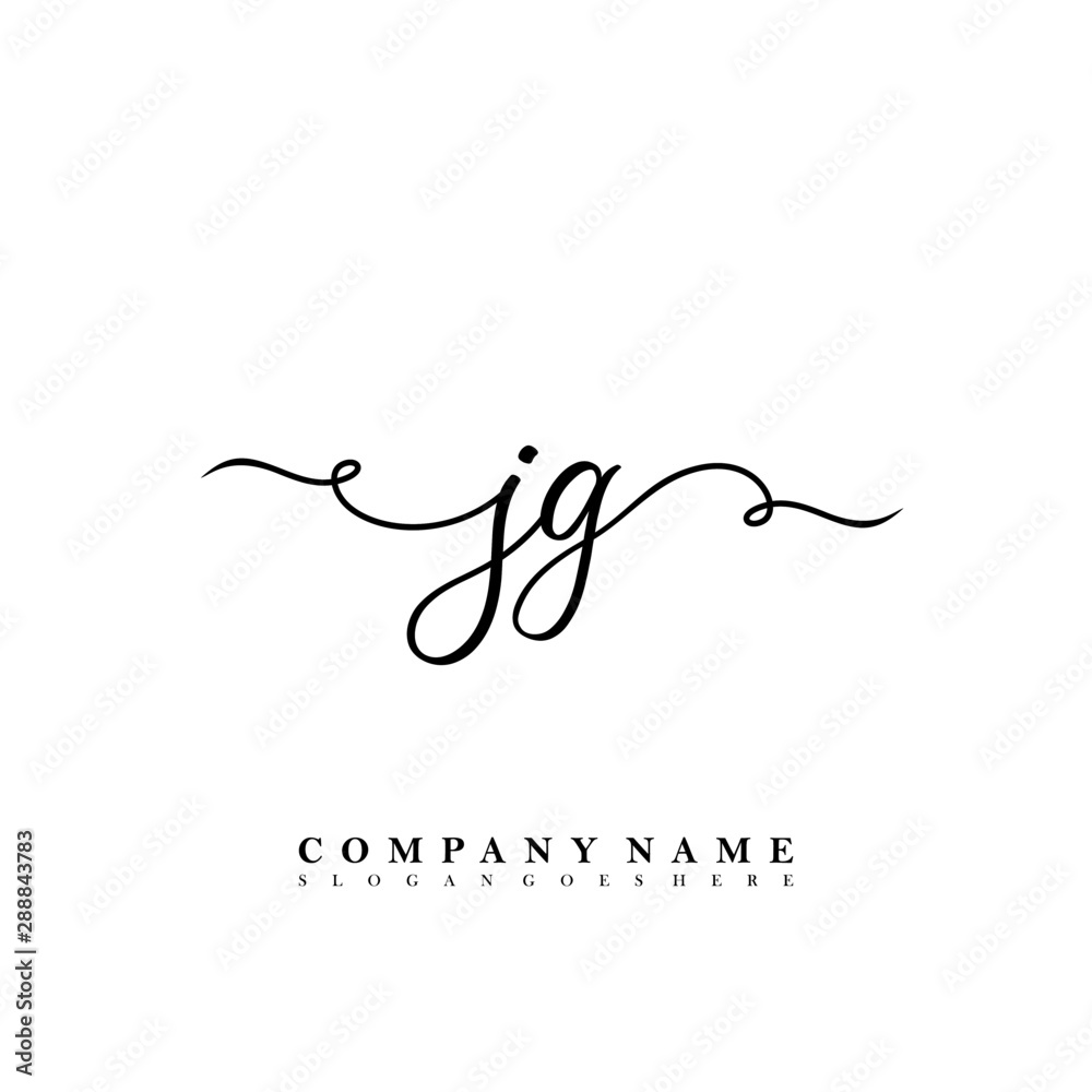 Initial letter JG beauty vector handwriting concept logo Stock Vector ...