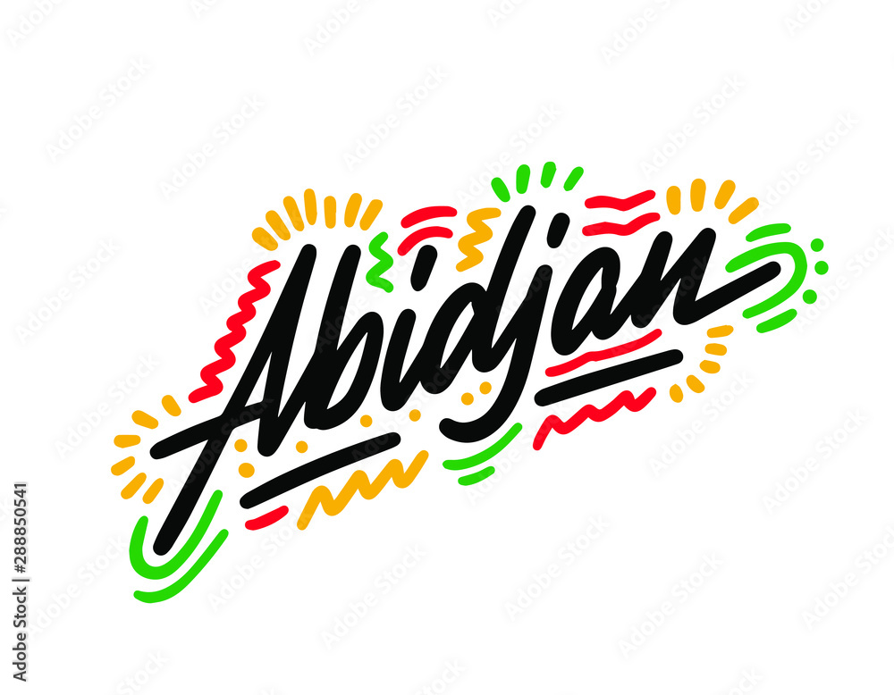 Abidjan, text design. Vector calligraphy. Typography poster. Usable as ...