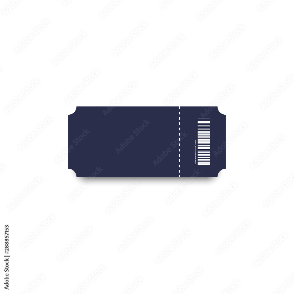 Realistic ticket with shadow. Ticket blue isolated on white background ...
