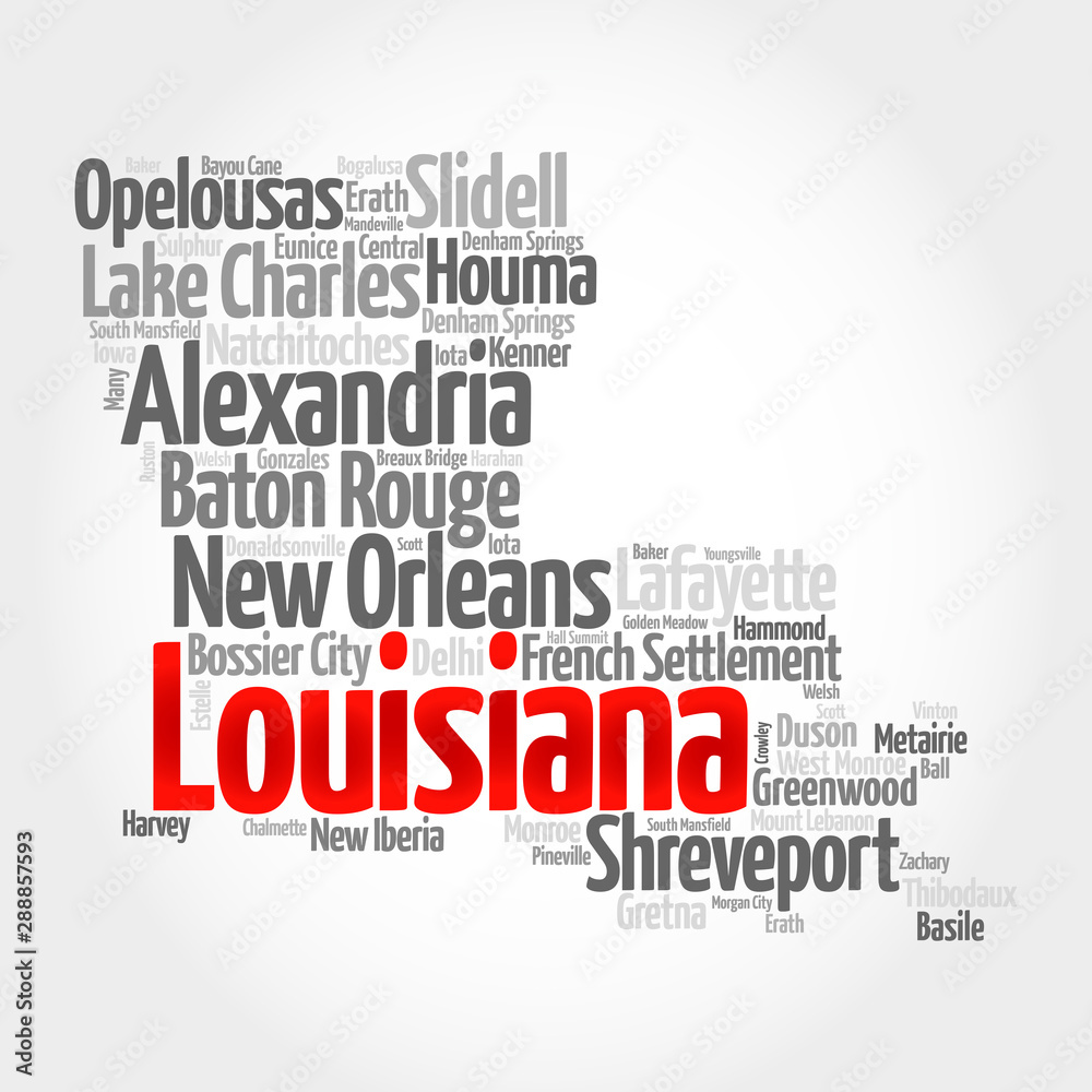 List of cities and municipalities in Louisiana USA state, map ...