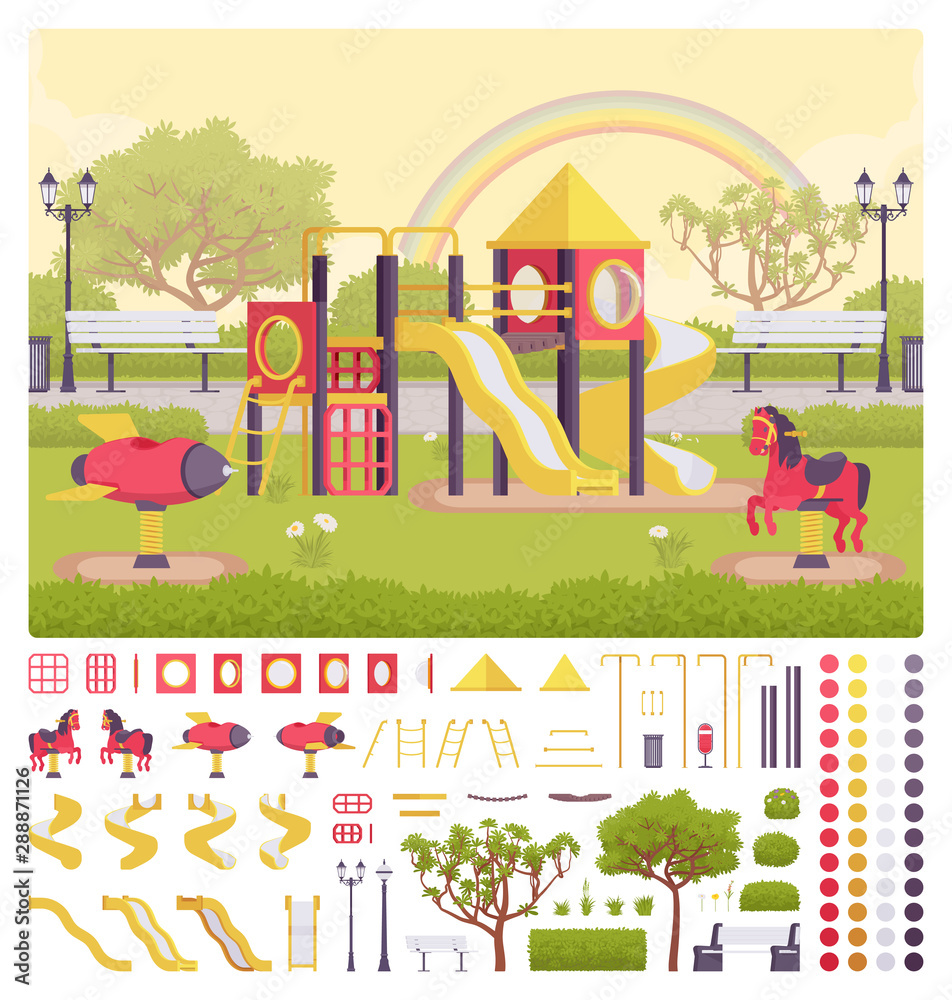 Playground structure creation set, outdoor decor idea, equipment for ...
