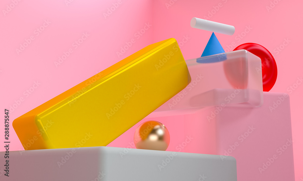 Geometric shape scene minimal, 3d rendering. Stock Illustration | Adobe ...