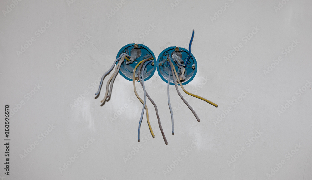 installation of a socket for wall outlets Stock Photo | Adobe Stock