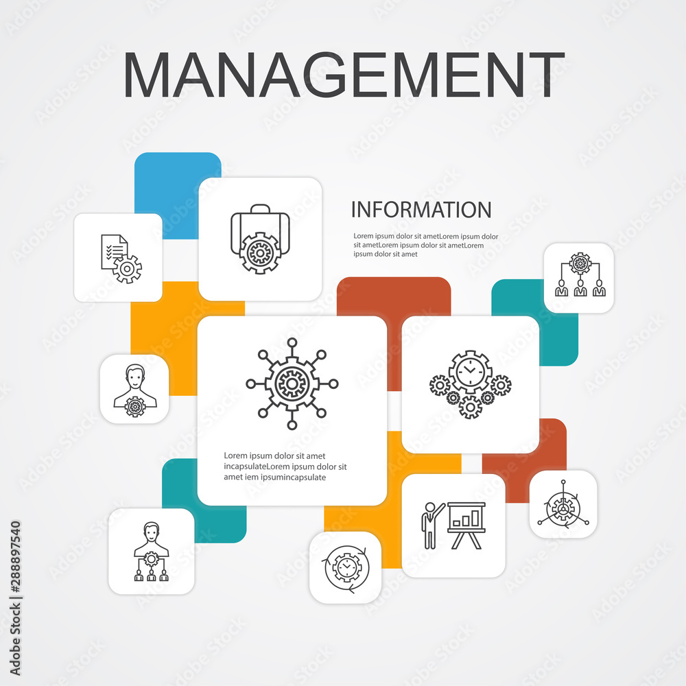 management Infographic 10 line icons template.manager, control ...