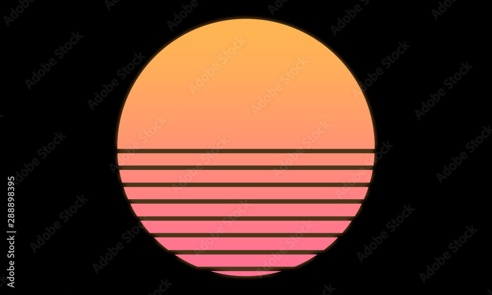 Retrowave sun - black Stock Photo | Adobe Stock