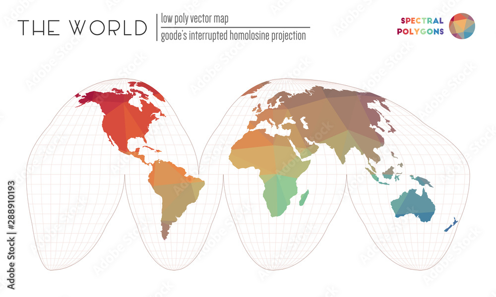 Abstract world map. Goode's interrupted homolosine projection of the ...