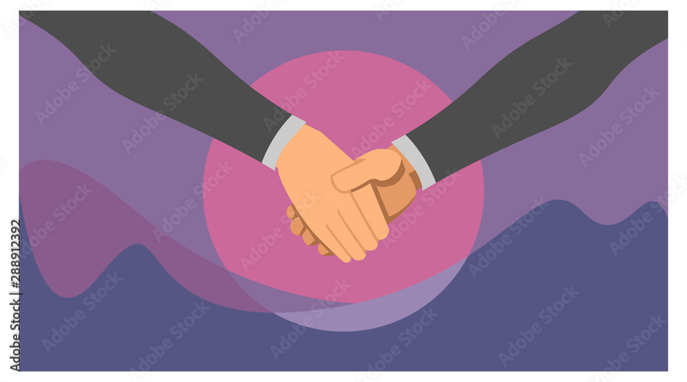 handshake vector model with separate background. portrait illustration ...