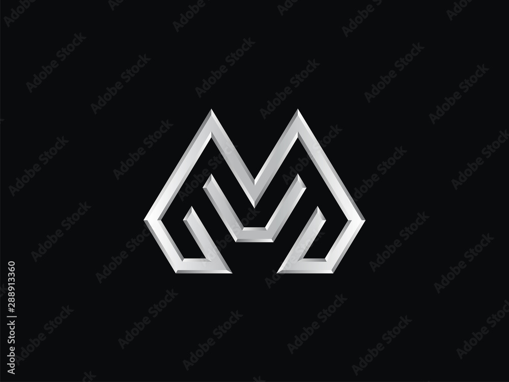 Vector template letter M. Sign in a linear style Stock Vector | Adobe Stock