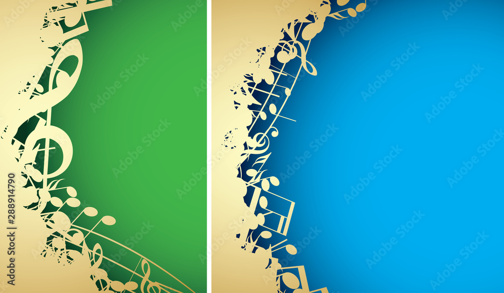 gradient backgrounds with golden music notes - vector musical ...