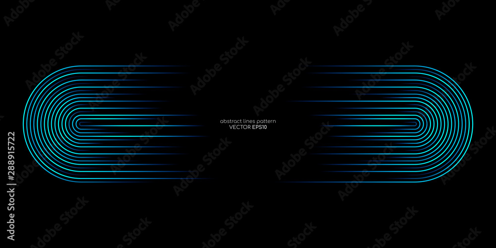 Vector half circle lines flowing dynamic pattern in blue green colors ...