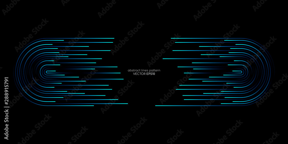 Vector half circle lines flowing dynamic pattern in blue green colors ...