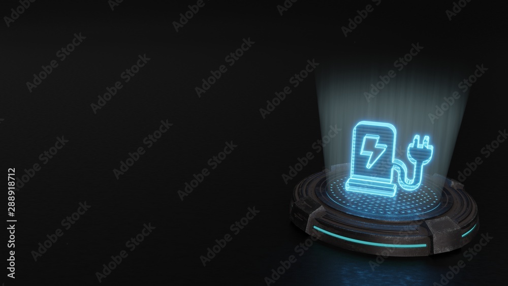 3d hologram symbol of charging station icon render Stock Illustration ...