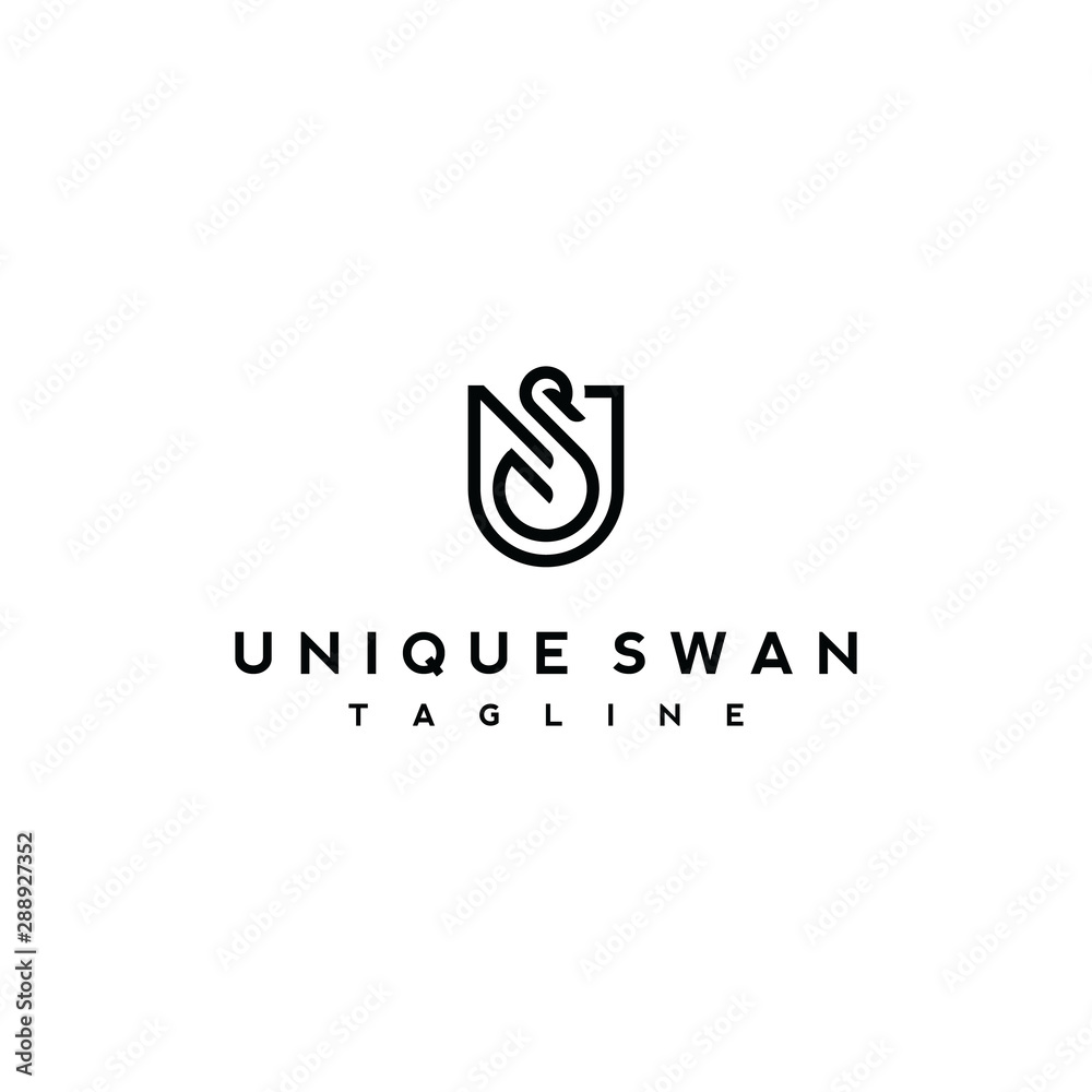 Initial letter US of unique swan logo design concept Stock Vector ...