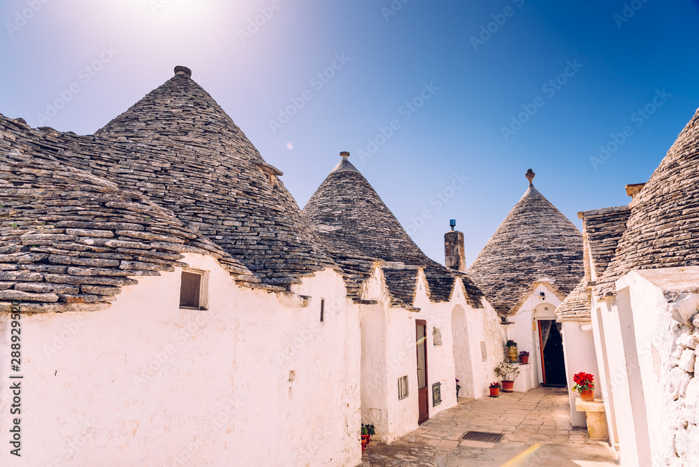 Alberobello, Italy - March 9, 2019: Houses of the tourist and famous ...