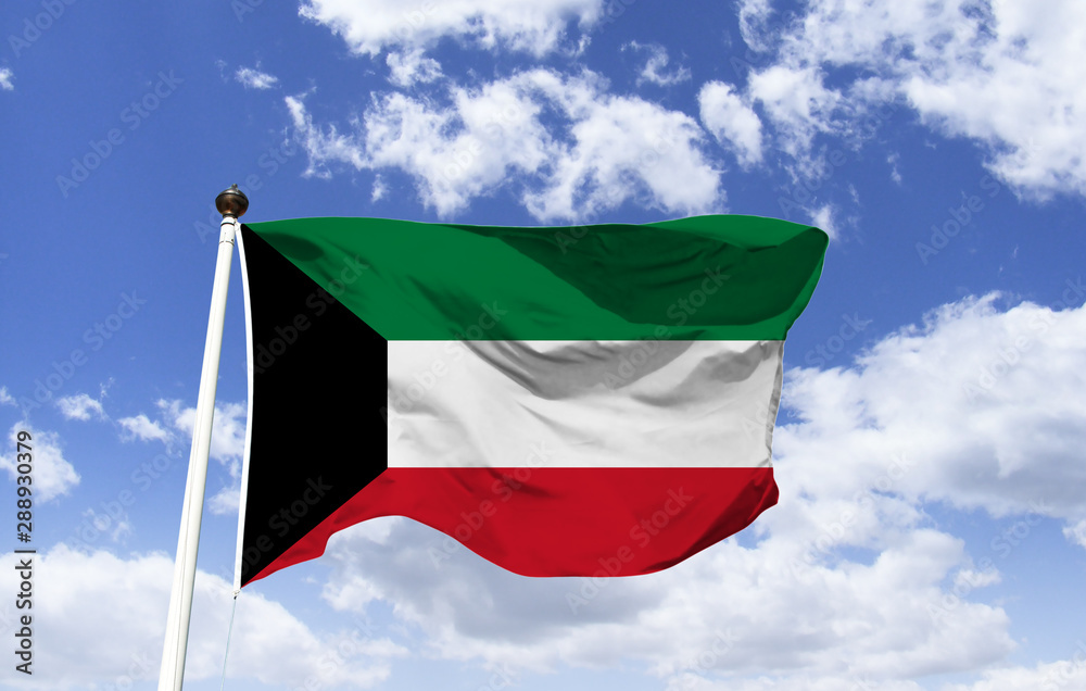 Kuwait Flag mockup, Arab country in the Persian Gulf, Middle East ...